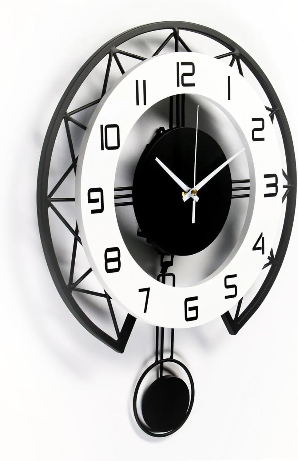 Large Pendulum Modern Wall Clock, Decor Big Silent Non Ticking Battery ...