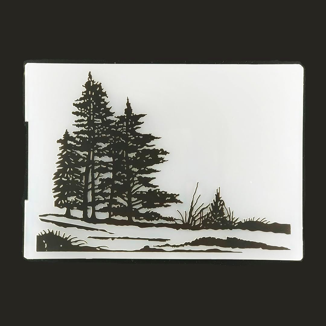 Amazon.com: Kwan Crafts Tree Landscape Background Plastic Embossing ...