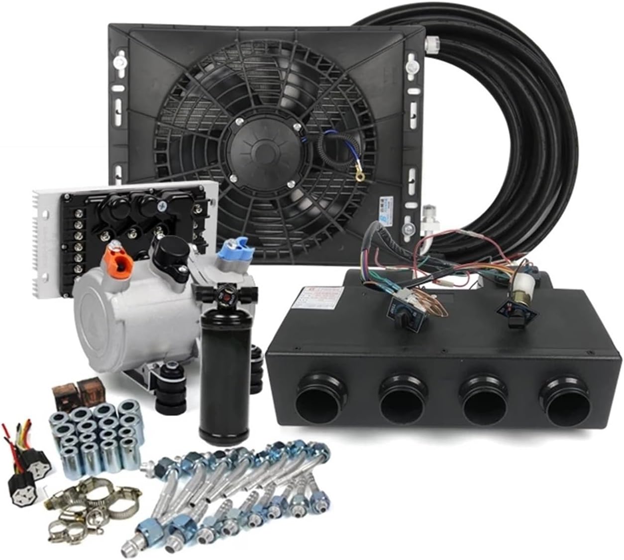 Universal 12V 24V Auto Electric Air Conditioning Compressor 4 Hole Evaporator Assembly Kit for ...