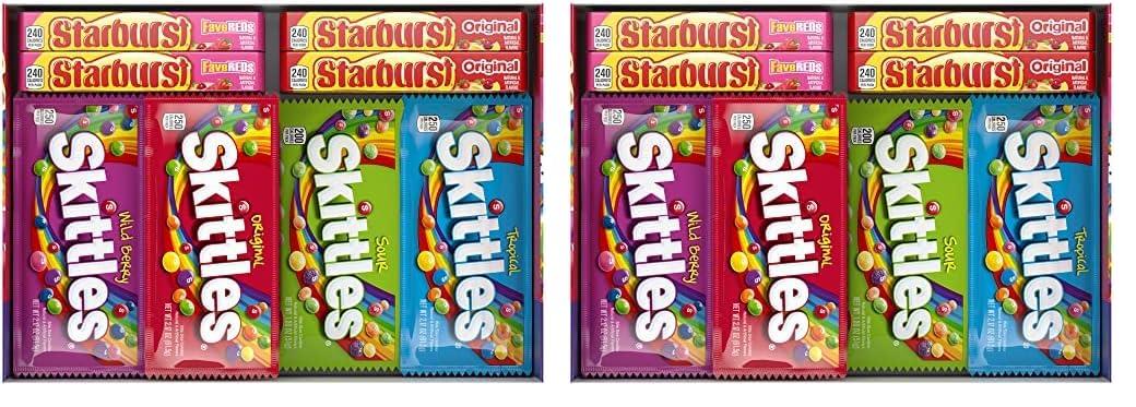 Amazon.com : SKITTLES & STARBURST Variety Pack Full Size Chewy Candy ...