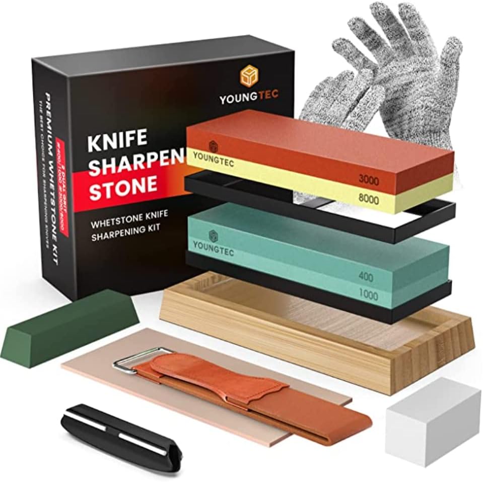 Amazon.com: Complete Knife Sharpening Stone Kit - Dual Grit Whetstone ...
