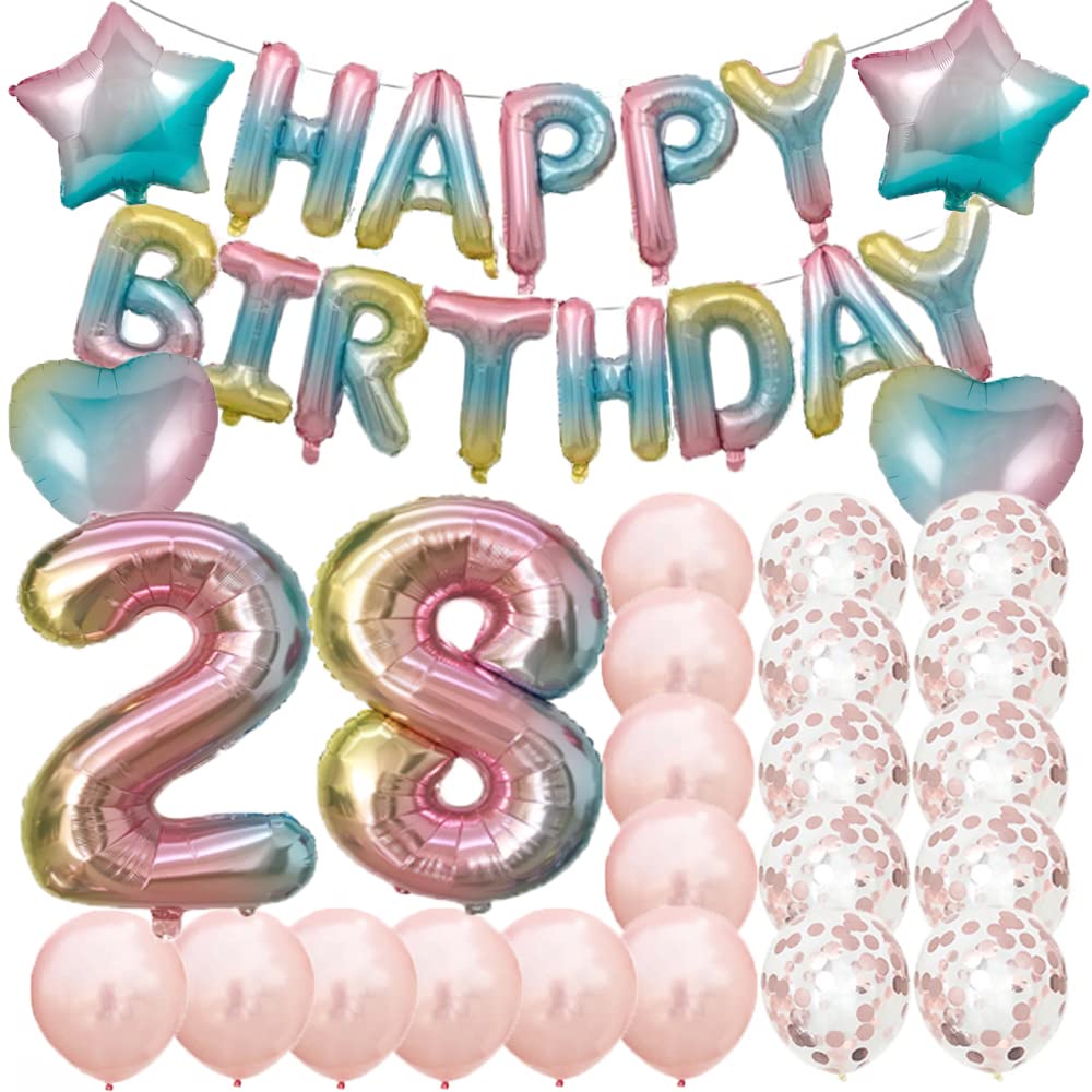 Sweet 28th Birthday Decorations Party Supplies,Rainbow Number 28 ...