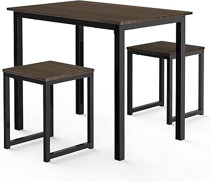 Amazon.com - HOMURY 3 Piece Dining Table Set with Two Stools, Compact ...