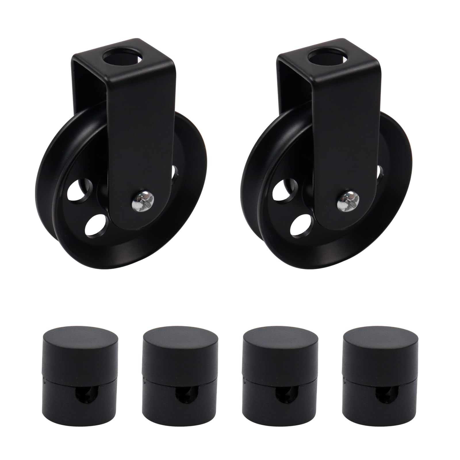 Snapklik.com : Oedema 1.97" Iron Pulley Wheels & Swag Hooks Black Wall ...