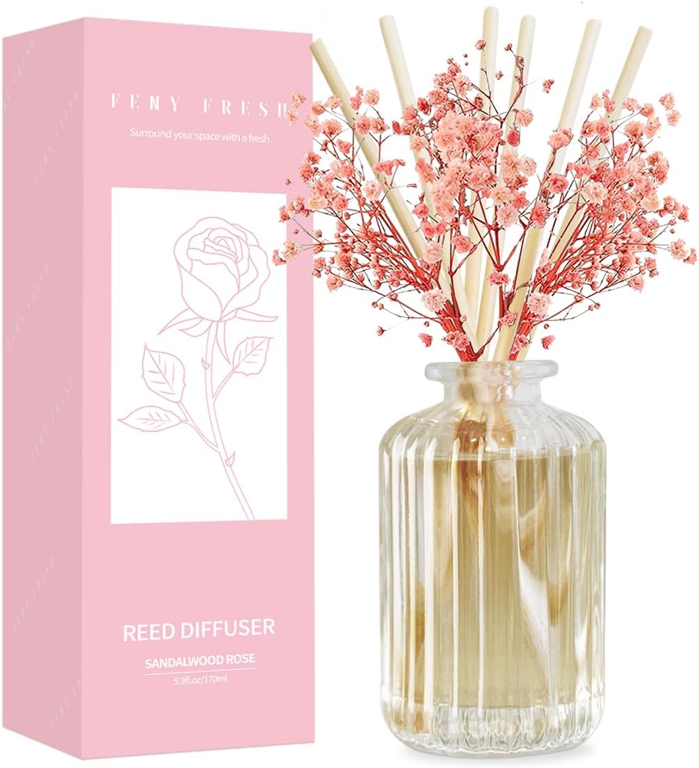 Amazon.com: Reed Diffuser Rose 3.4 Fl Oz - Fresh & Long Lasting ...