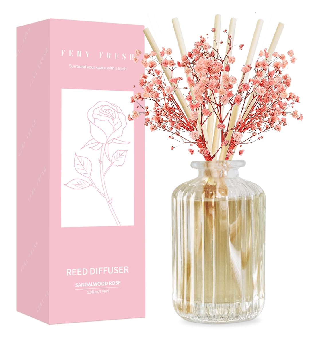 Amazon.com: Feny Fresh Reed Diffuser Set with Preserved Real Flower ...