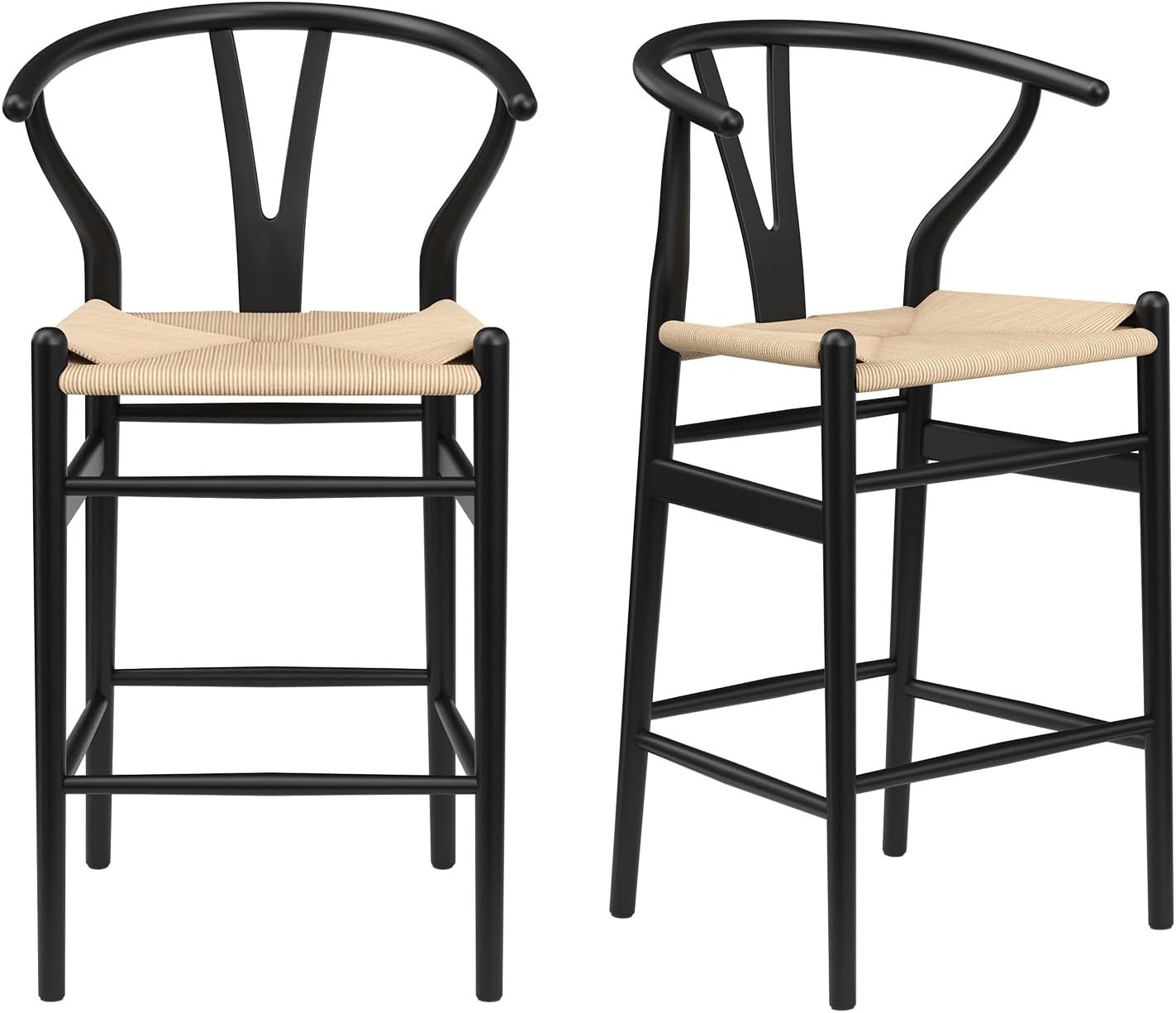 Amazon.com: Farini Fully Assembled Wishbone Barstool Set of 2,Weave ...