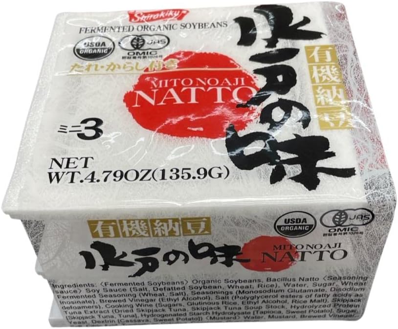 Amazon.com : Shirakiku Mito No Aji Organic Natto Mini 3packs (4.86oz ...