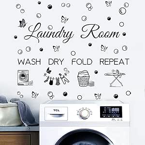 Amazon.com: Large Size Laundry Room Wall Decal Wash Dry Fold Repeat ...