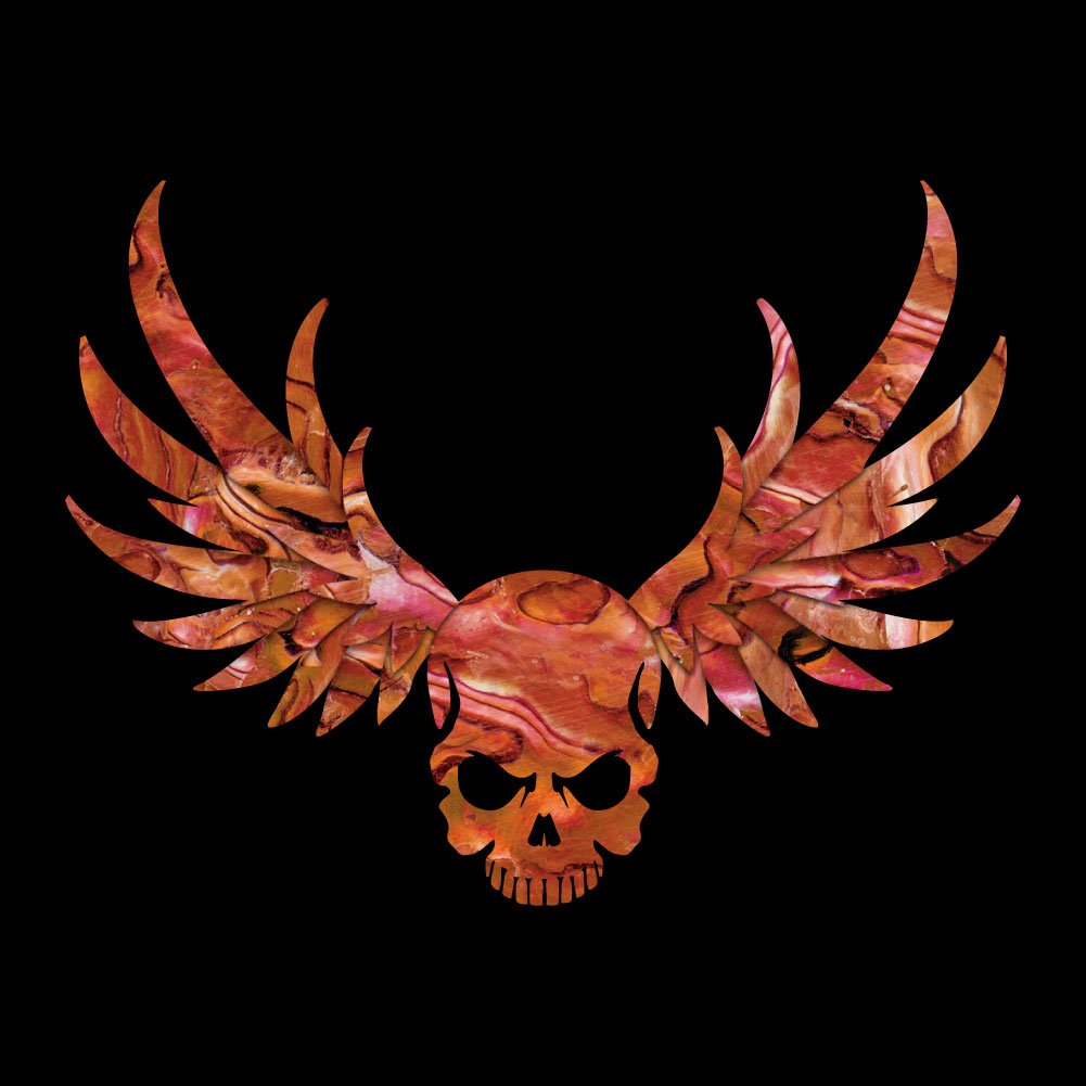 Winged Skull /Abalone Red Inlay Sticker Decal For Guitar & Bass ...