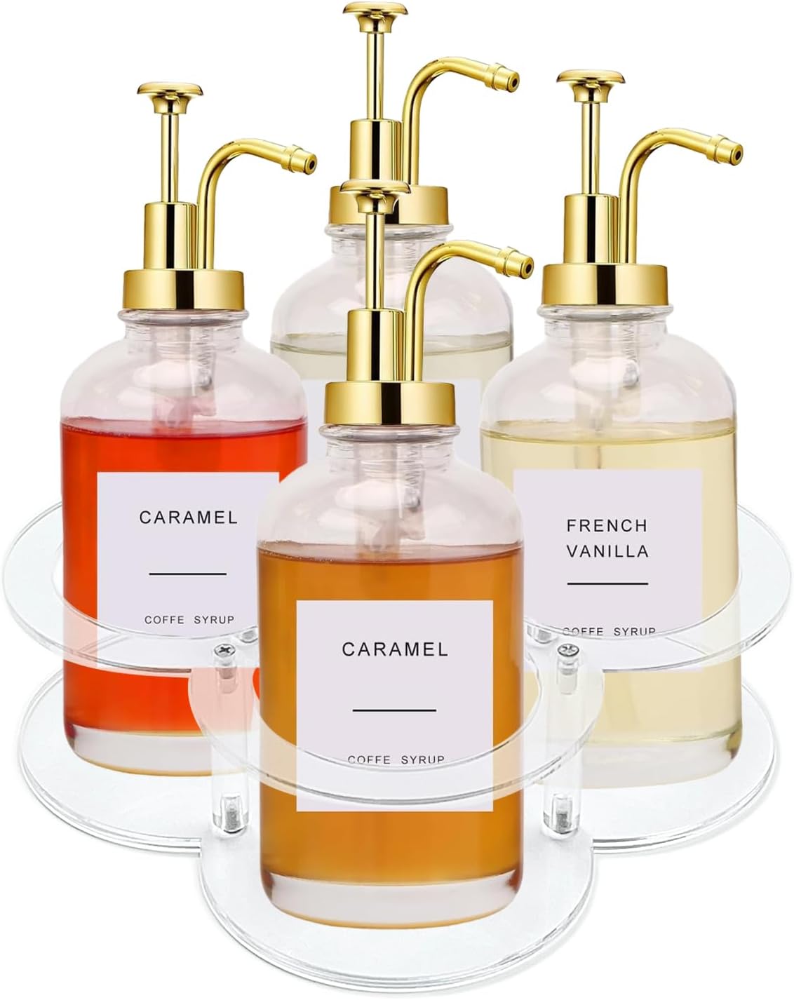 Amazon.com: Gdfjiy Coffee Syrup Organizer, 4 Bottles Acrylic Syrup Rack ...