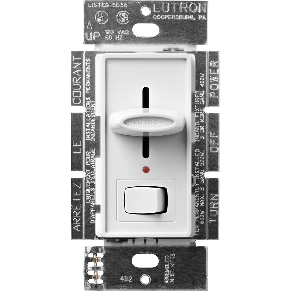 Lutron S600PNLH-WH Electronics Skylark Dimmer with Night Light, White ...