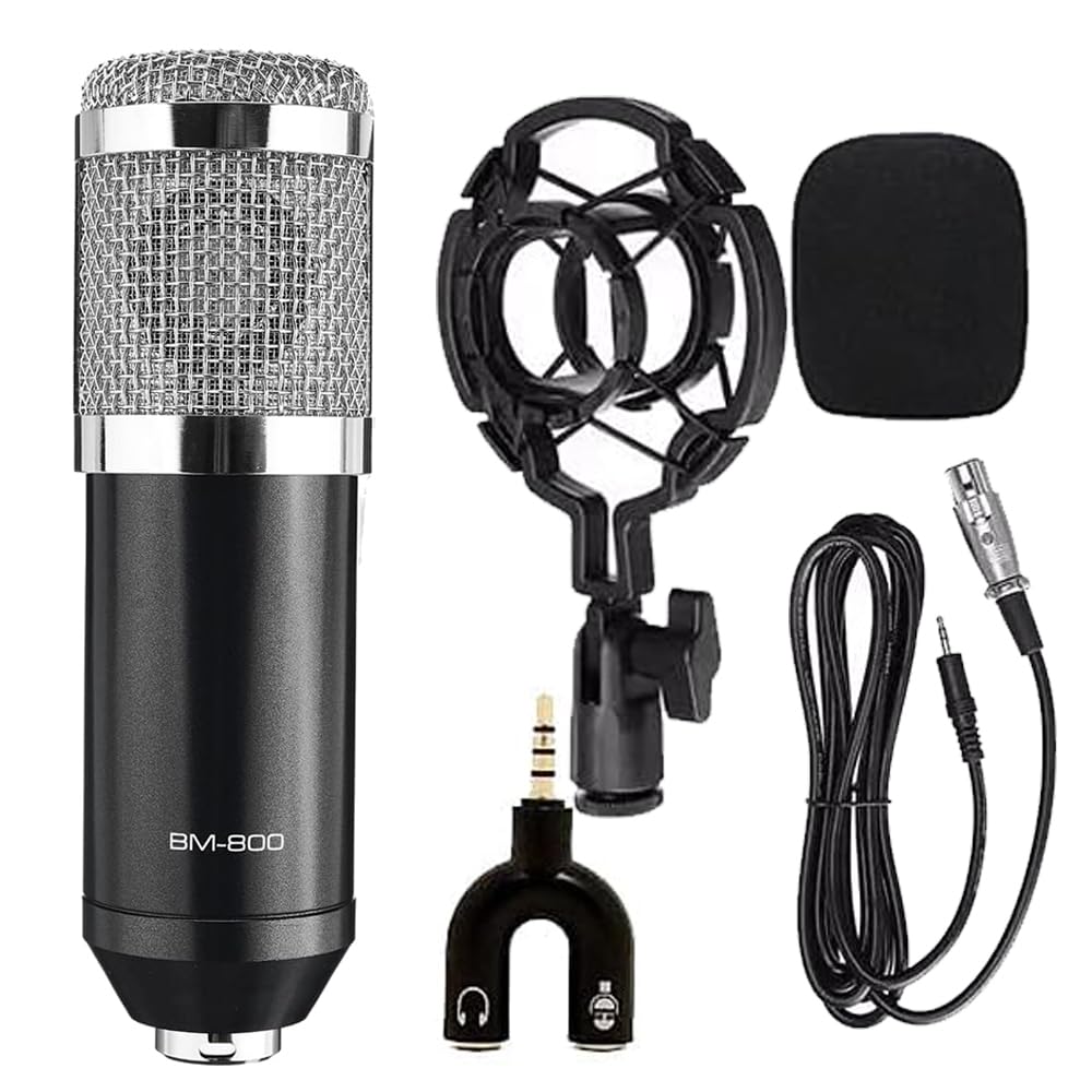 IMAGINEA BM800 Condenser Microphone Kit with Shock Mount, Foam Cap, XLR ...