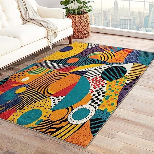 GEDAEUBA Tapis Salon Abstrait Coloré - Moquette Chambre Antidérapant et ...