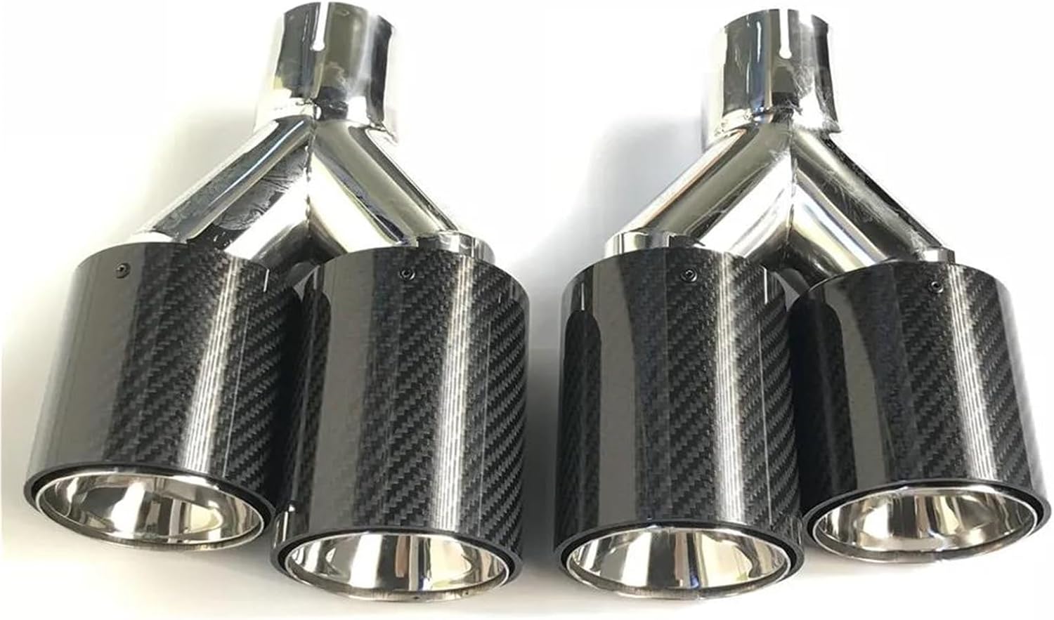 Tail Pipe 1 Pair Dual Muffler Tips Universal Carbon Fiber Double ...