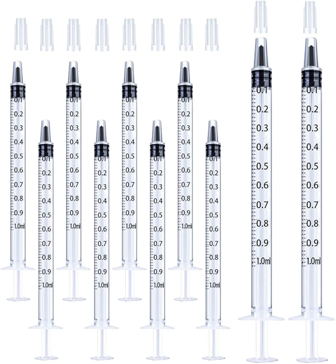 Amazon.com: 1ml Syringe for Liquid, Oral, Scientific Labs, Measurement, Dispensing, with Cap- 10 ...