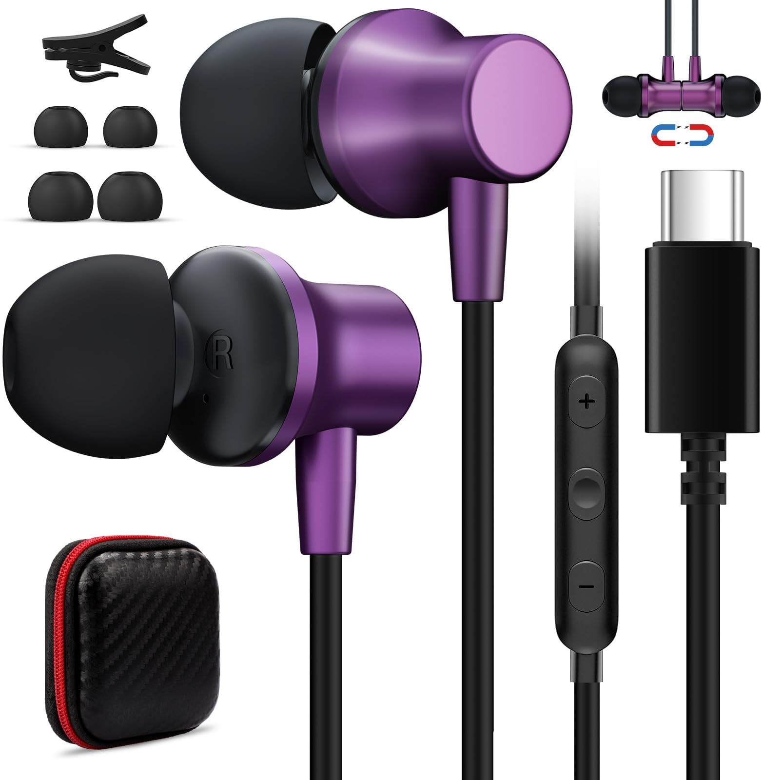 Amazon.com: USB C Wired Earbuds for iPhone 16e 16 15 Plus Samsung Z ...