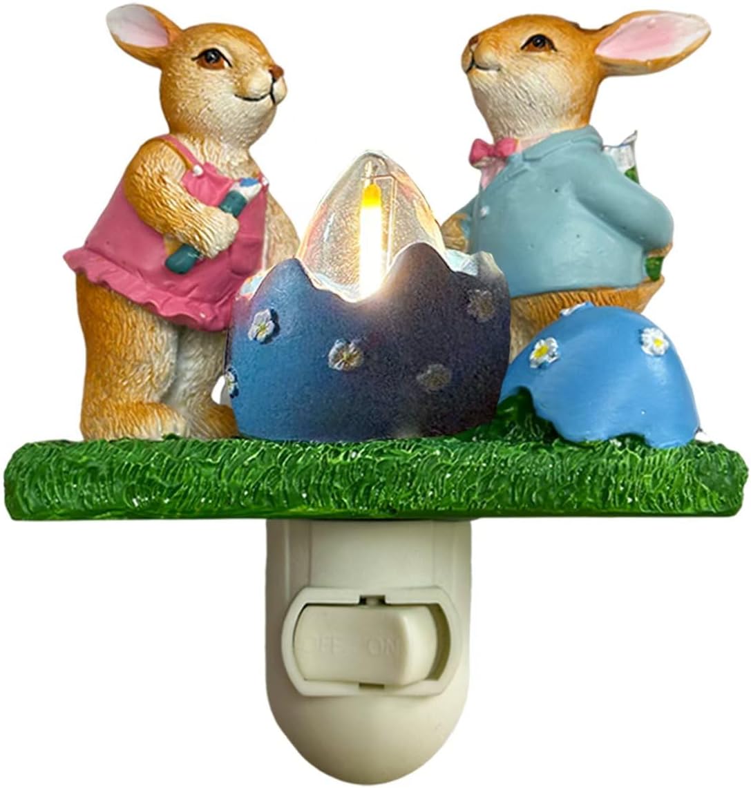 YDKOJGW Easter Bunny Egg Campfire Flickering Night Light,3D Bunny Night ...