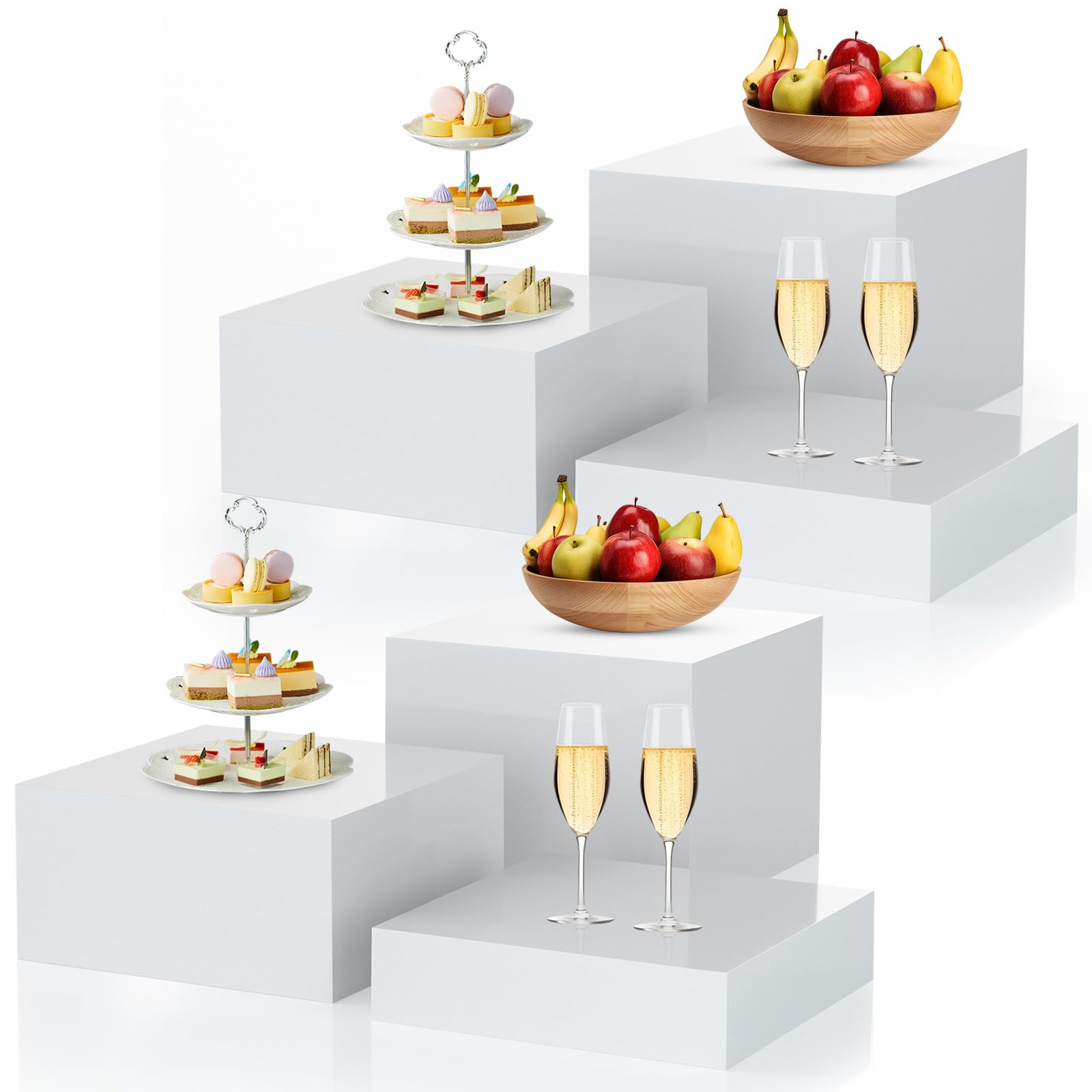 Amazon.com: Bouiexye 6Pcs White Buffet Risers, Acrylic Boxes Display ...