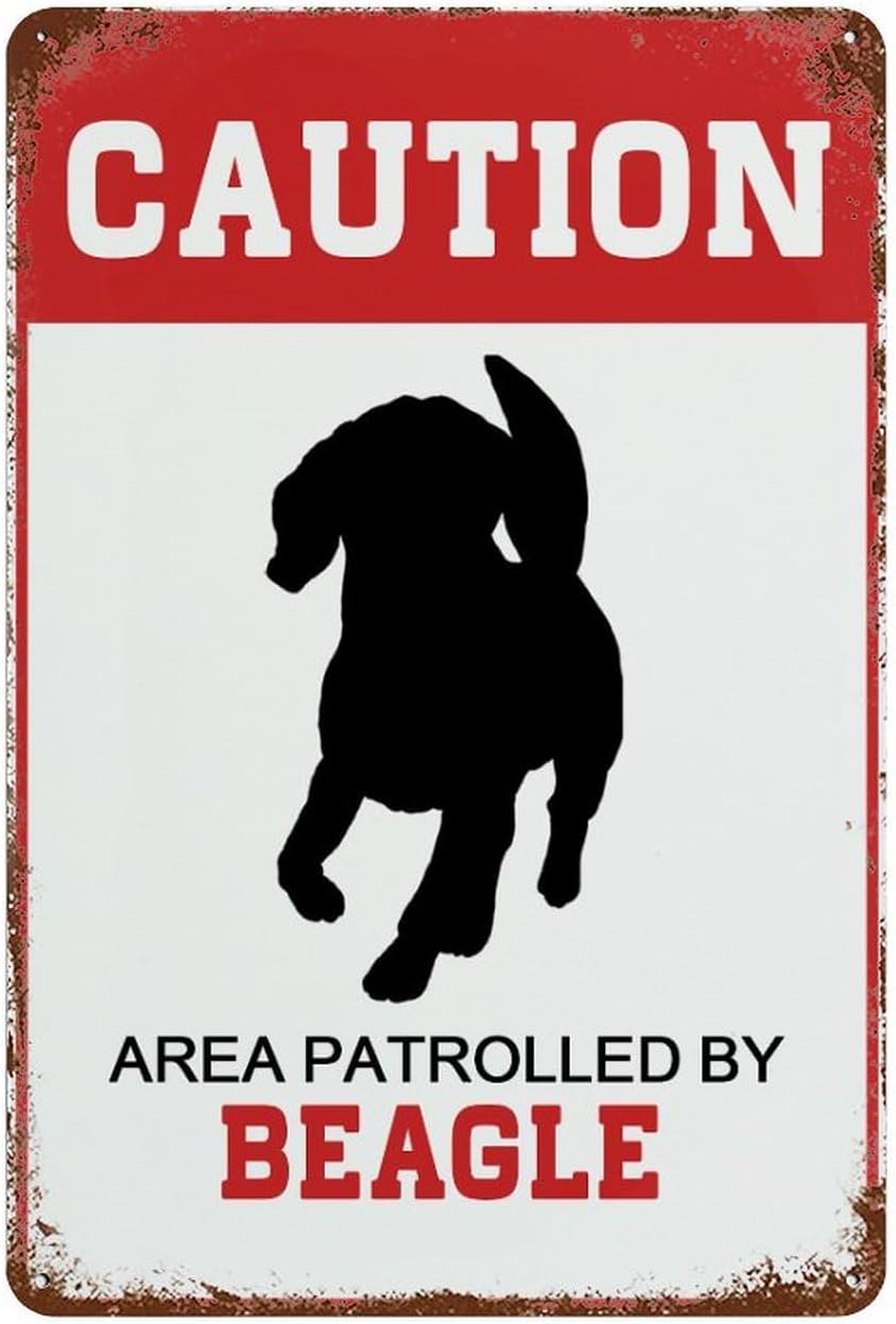 Amazon.com : Area Patrolled by Dog Beagle Metal Tin Sign Caution Area ...