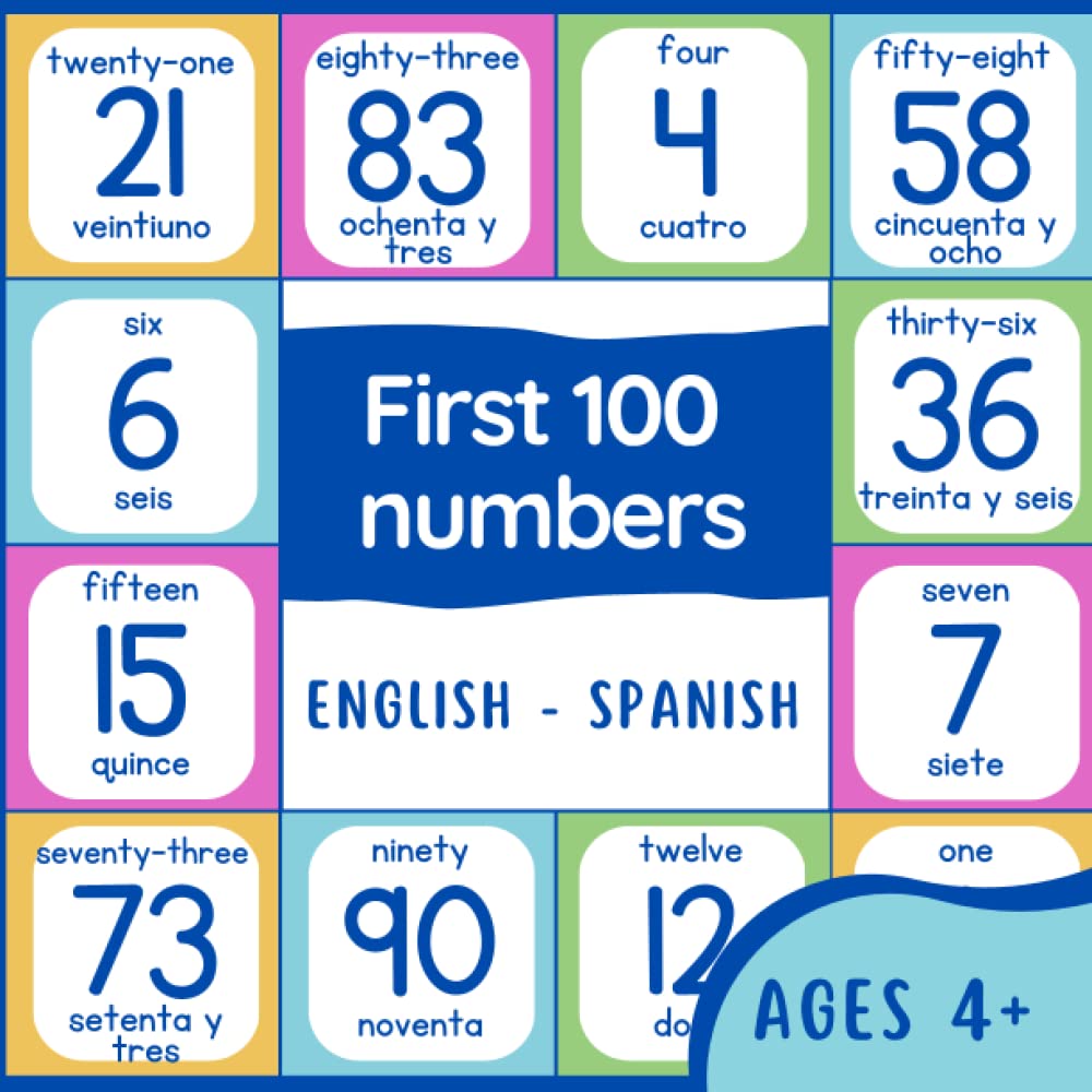 First 100 Numbers in Spanish: Bilingual Numbers English - Spanish ...