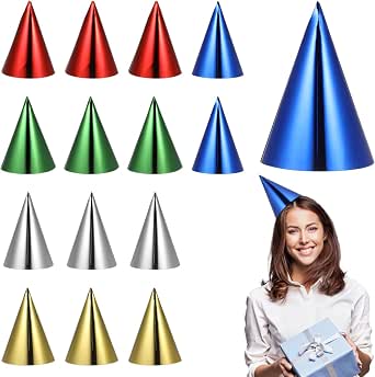Amazon.com: JECOMPRIS 15Pcs Birthday Party Hats Cone Shaped Colorful ...