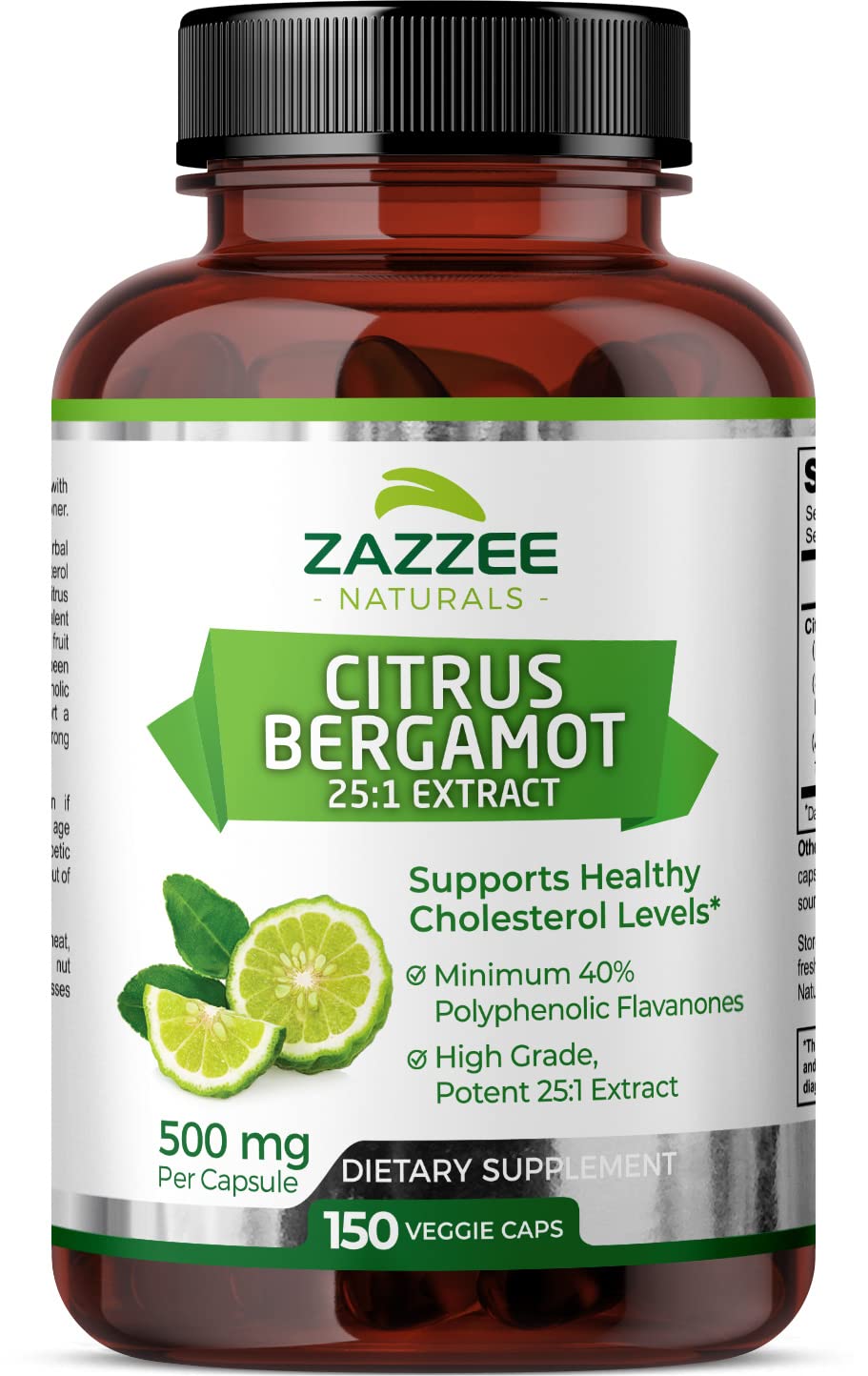 Amazon.com: Zazzee Citrus Bergamot 25:1 Extract, 500 mg per Capsule ...