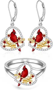 Amazon.com: Cardinal Earrings Red Cardinal Rings for Women Sterling ...