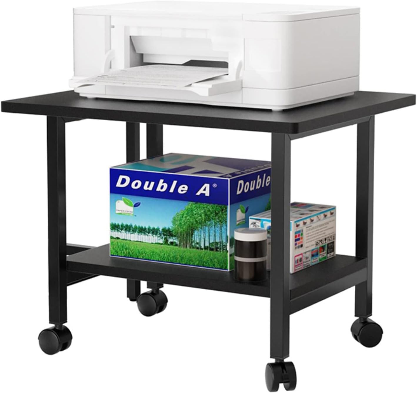 DEWEL 2 Tier Printer Stand, Desktop Stand with Storage Drawer, Mobile ...