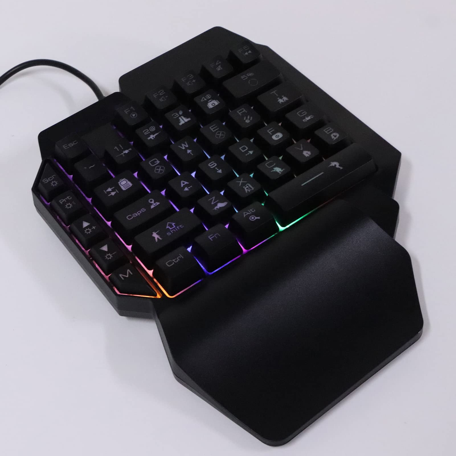 Snapklik.com : One Handed Gaming Keyboard, RGB Backlit USB Wired Single ...