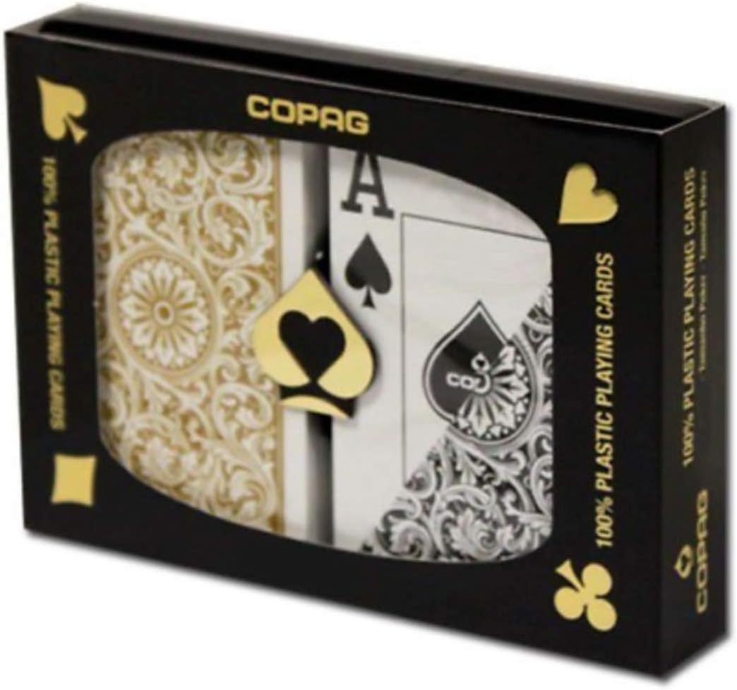 Copag 1546 100% Plastic Bridge Playing Cards, Jumbo Index Black & Gold ...