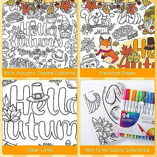 Faccito Fall Giant Coloring Poster 43 x 32 Inch Hello Autumn Coloring ...