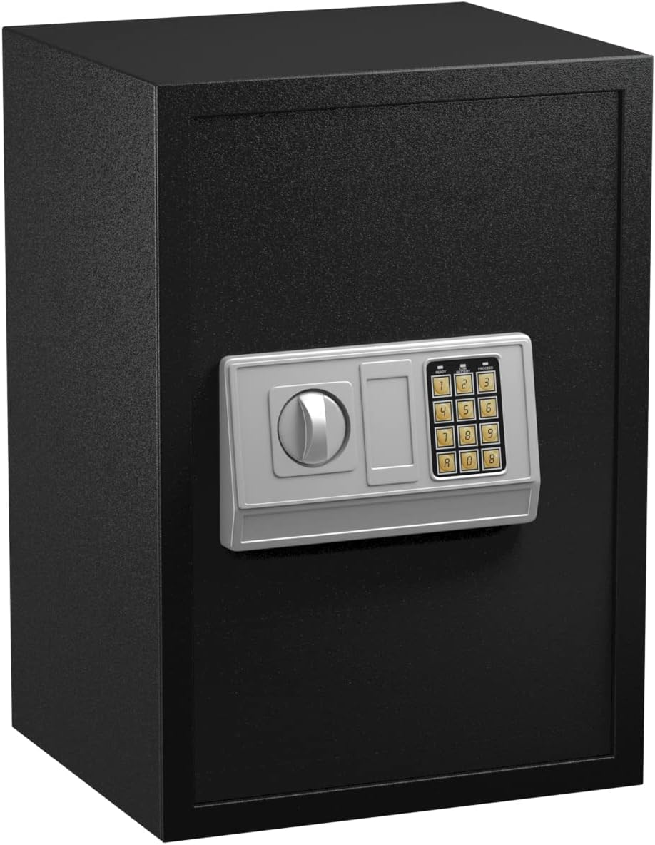 COSTWAY 48L Security Safe Box, 2-Layer Electronic Steel Cabinet Safe ...