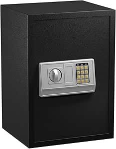 COSTWAY 48L Security Safe Box, 2-Layer Electronic Steel Cabinet Safe with Removable Shelf ...