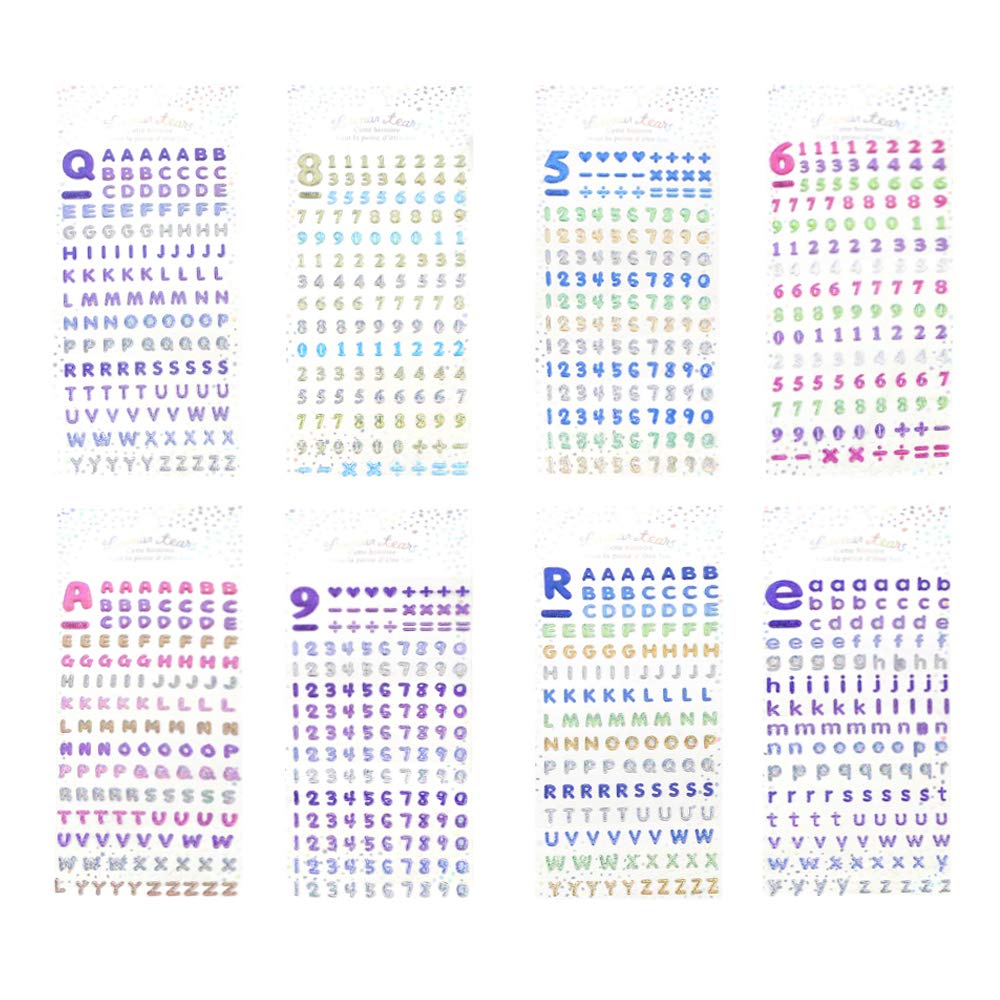 Buy Pratique Glitter Colorful Alphabet Letter and Number Sticker Epoxy ...