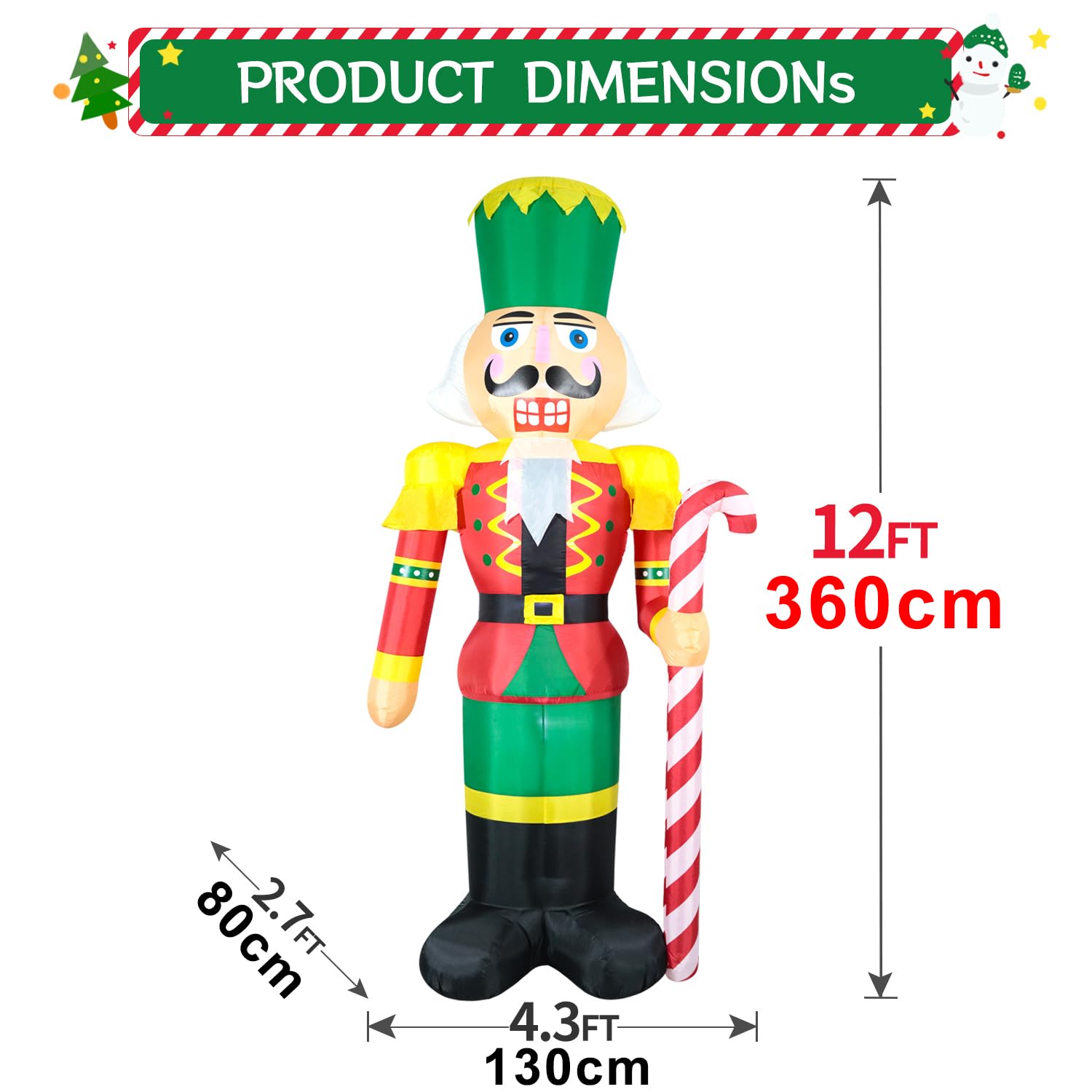 Snapklik.com : DomKom 12FT Giant Christmas Inflatable Nutcracker Soldier
