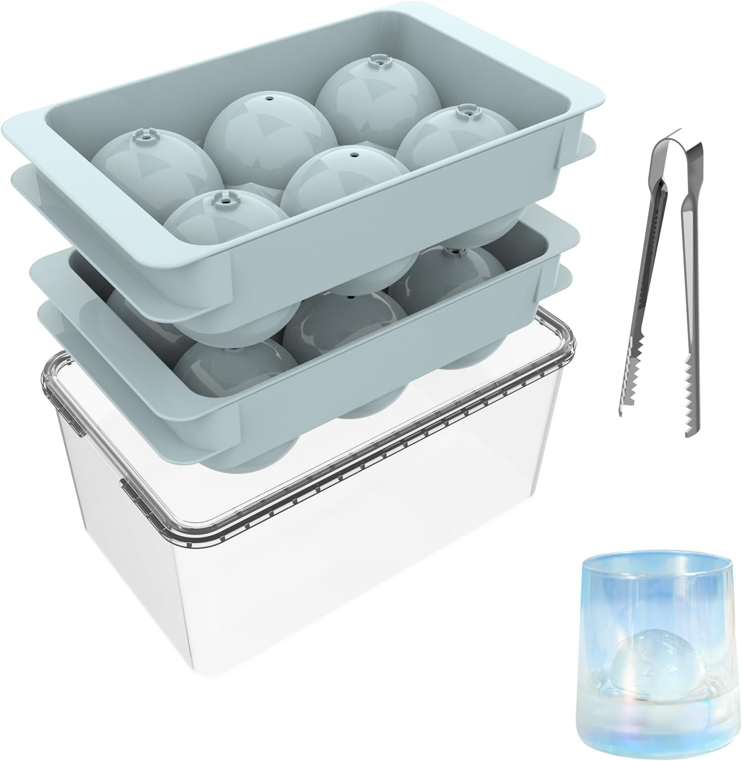 Amazon.com: Rechishre Ice Cube Trays Silicone, Sphere Ice Ball Maker ...
