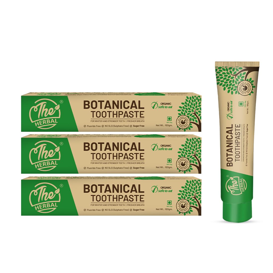 The Herbal Botanical Teeth Whitening Toothpaste 100g 100 Herbal Active ...