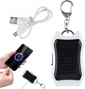 Solar Keychain Charger - 1500mAh Solar-Powered Phone Charger Keychain ...
