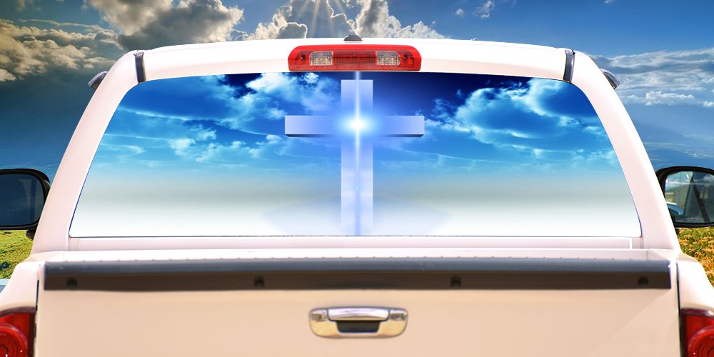 Amazon.com: SignMission 18" X 58" Cross Rear Window Graphic Back Truck ...