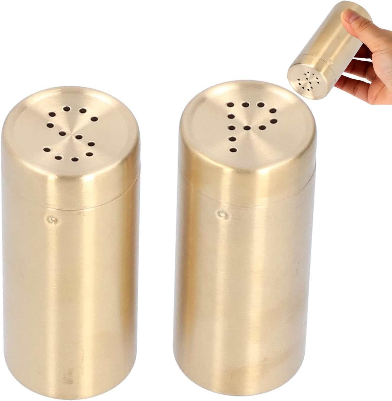Amazon.com: 2Pcs Stainless Steel Spice Shakers,Mini Brass Salt and ...