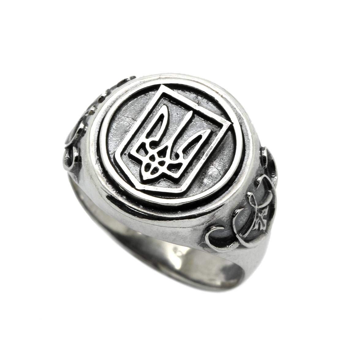 Amazon.com: Ukrainian Trident Tryzub Symbol Unisex Ring Silver ...