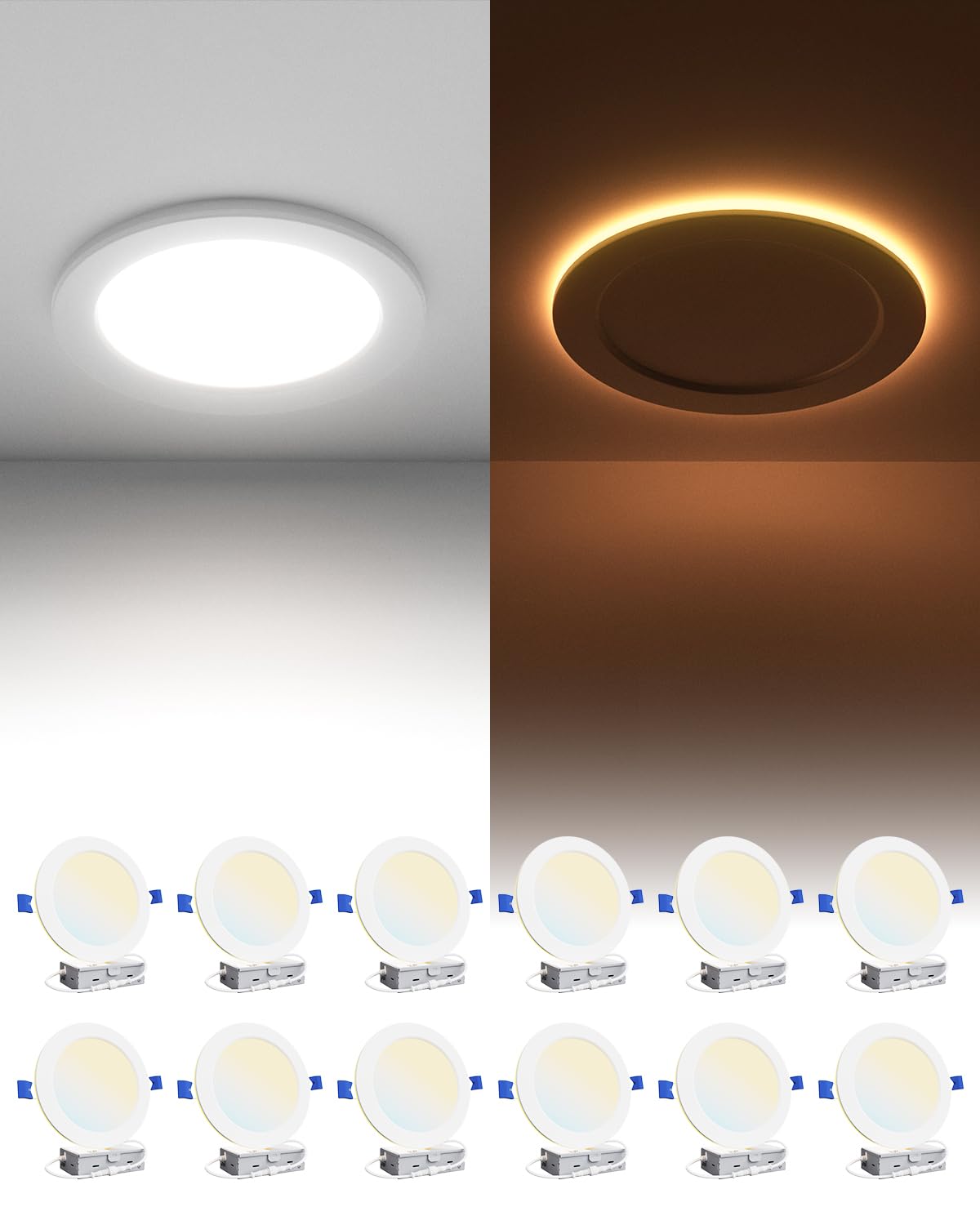 Snapklik.com : Ensenior 12 Pack 6 Inch LED Recessed Ceiling Light