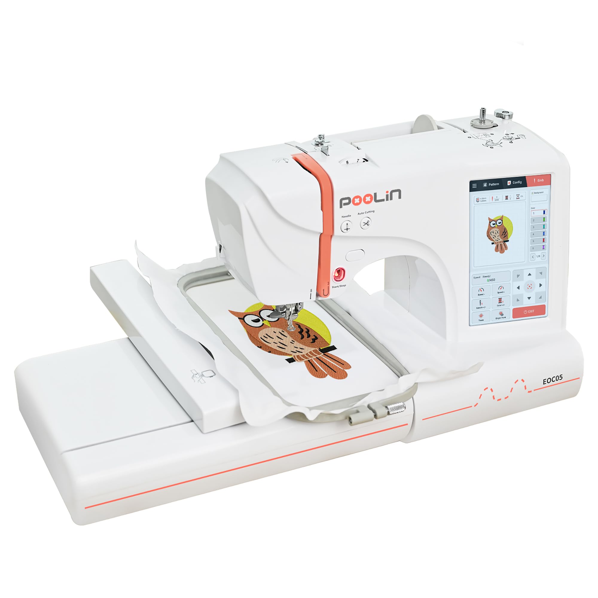 POOLIN EOC05 Embroidery Machine 4 x 9.25 Inch Large Embroidery Area ...