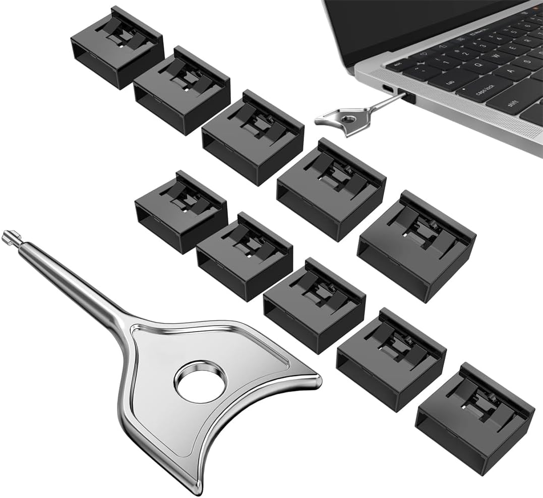 KWSLIN 10 Pack USB Port Blocker with 1 pcs Key, Locking USB Port Dust ...
