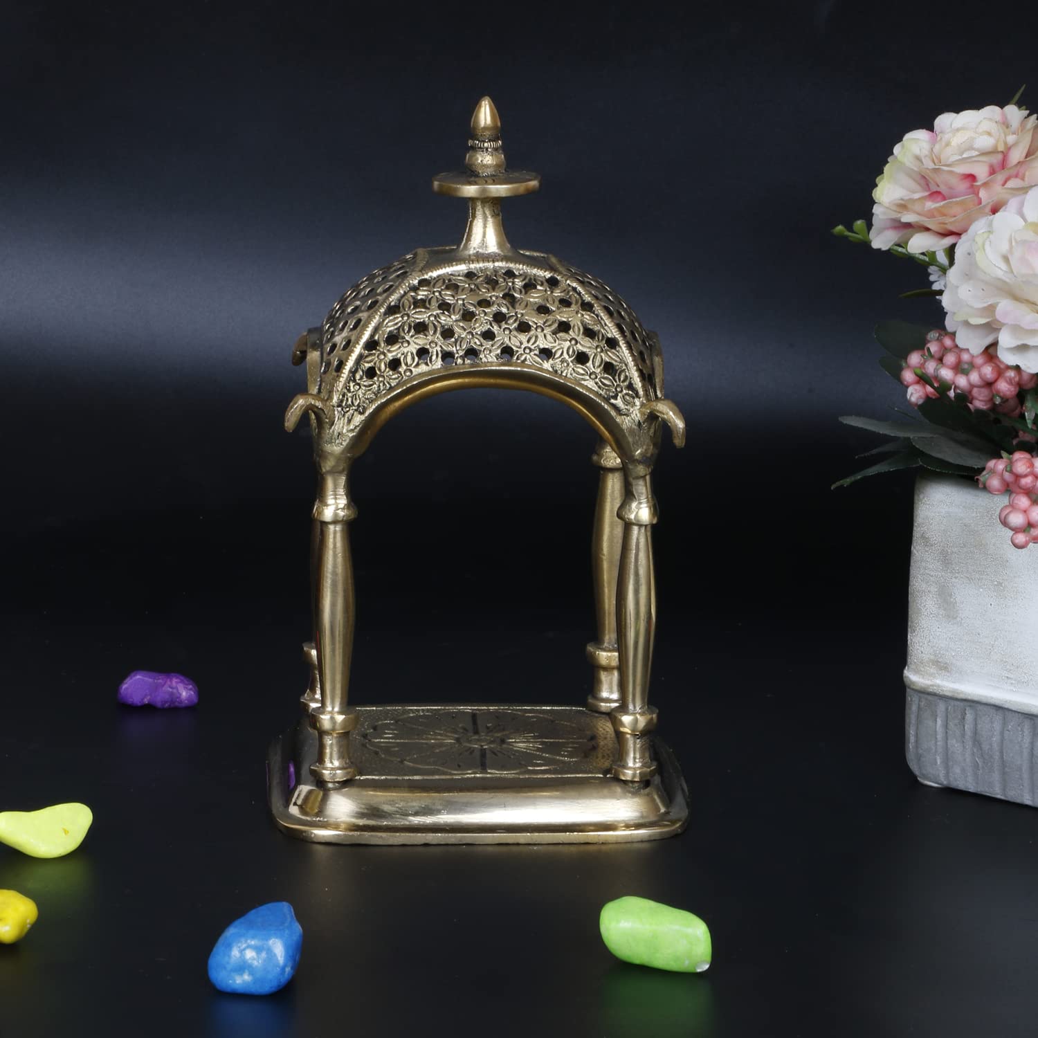 Buy ARTVARKO Brass Handmade Beautiful Small Temple/Pooja Mandir Office ...