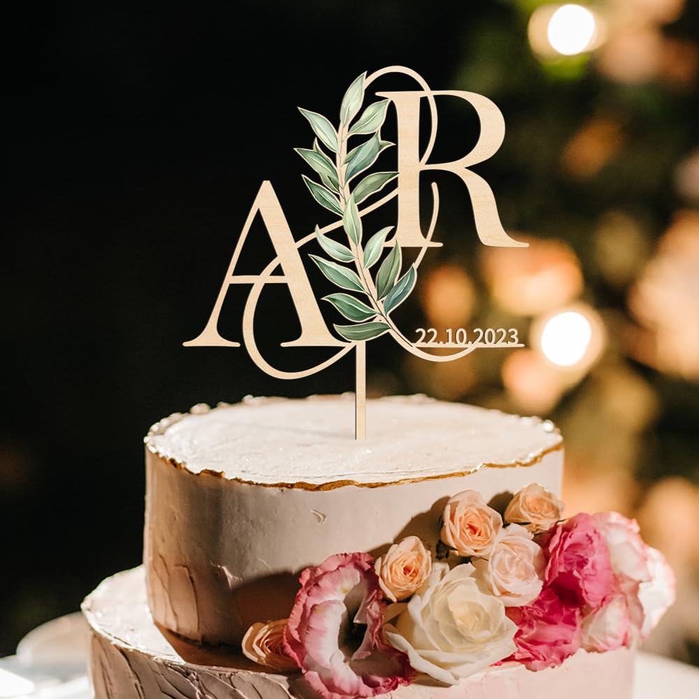 Wooden Initials Wedding Cake Toppers Mrs & Mr Cake Toppers For Wedding
