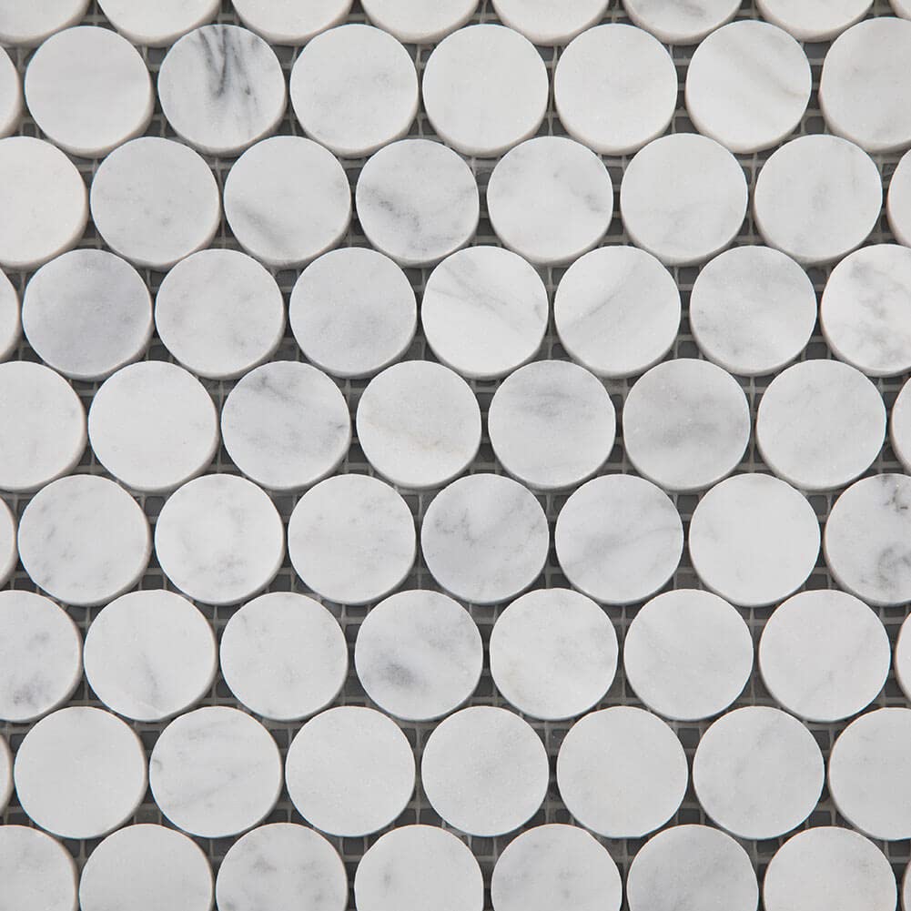Buy DiflartCarrara White Marble Mosaic Tile, 1 Inch Penny Round, Honed ...