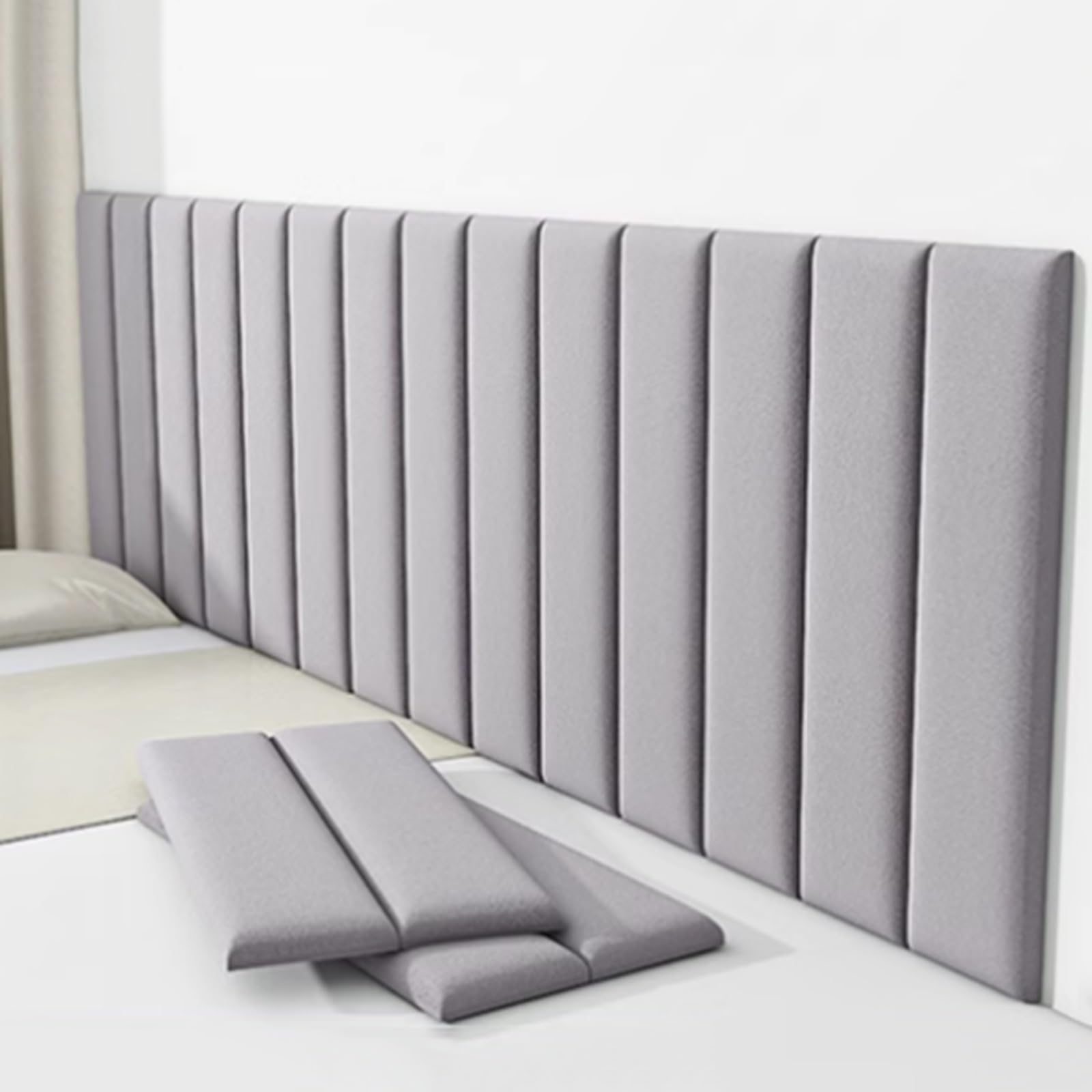 Upholstered Wall Panels 23x70cm, 3D Anti-Collision Wall Padding, Self ...
