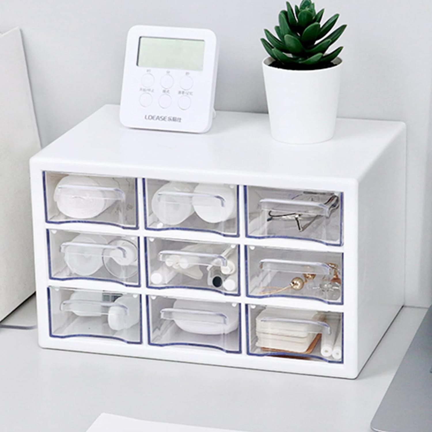 JOENCOST Desk Storage Organizer with 9 Drawers, Clear Plastic Storage ...
